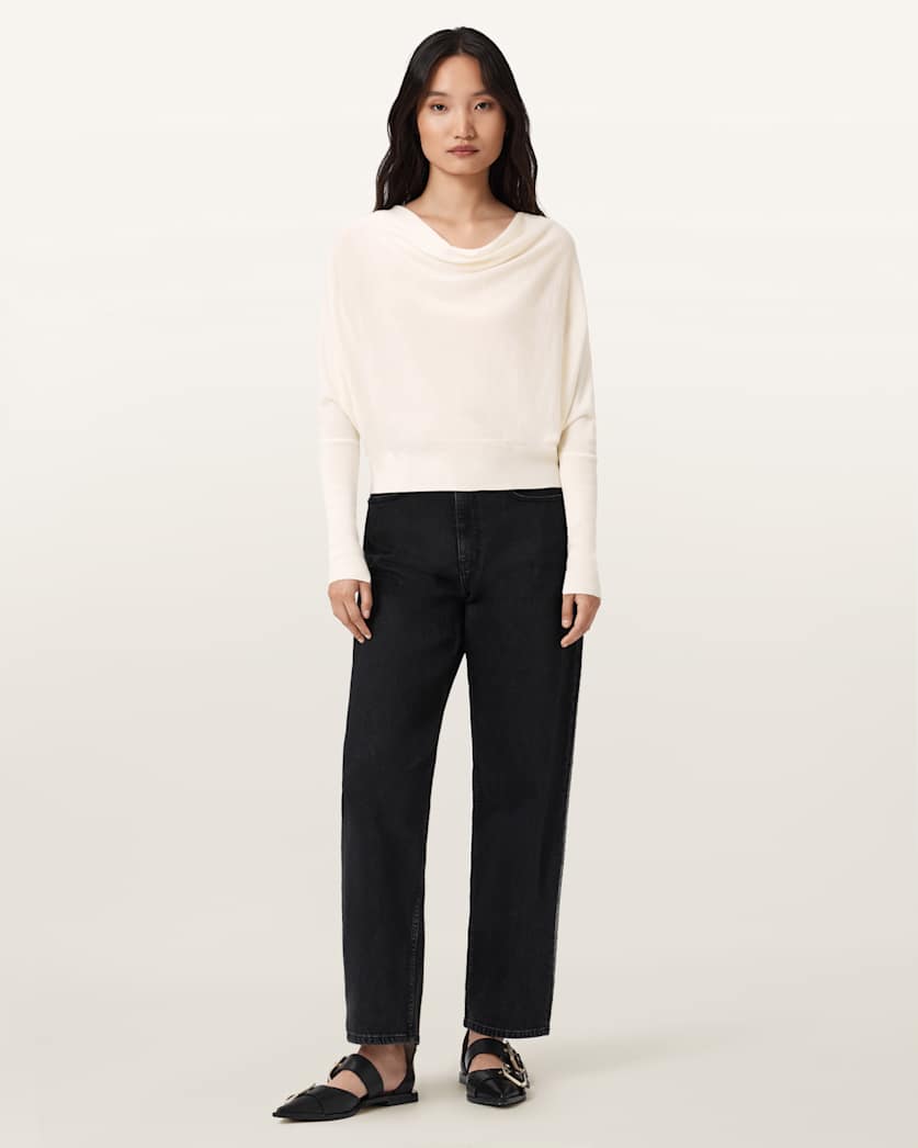 Ridley Cropped Wool Jumper Chalk White | ALLSAINTS